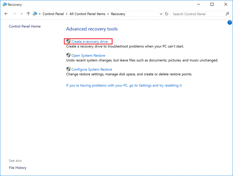 [Windows 10] How to create recovery media with USB flash memory