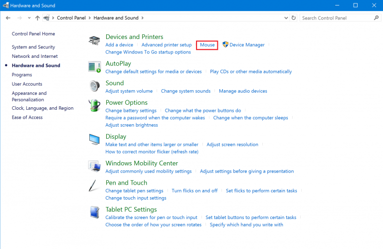 [Windows 10] How to change the mouse settings