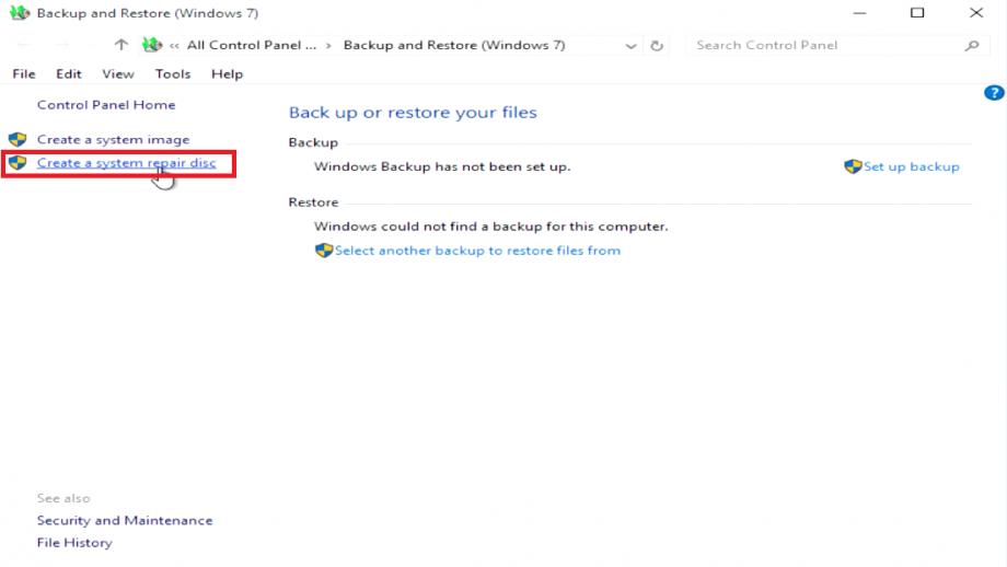 [Windows 10] System repair disk and recovery drive