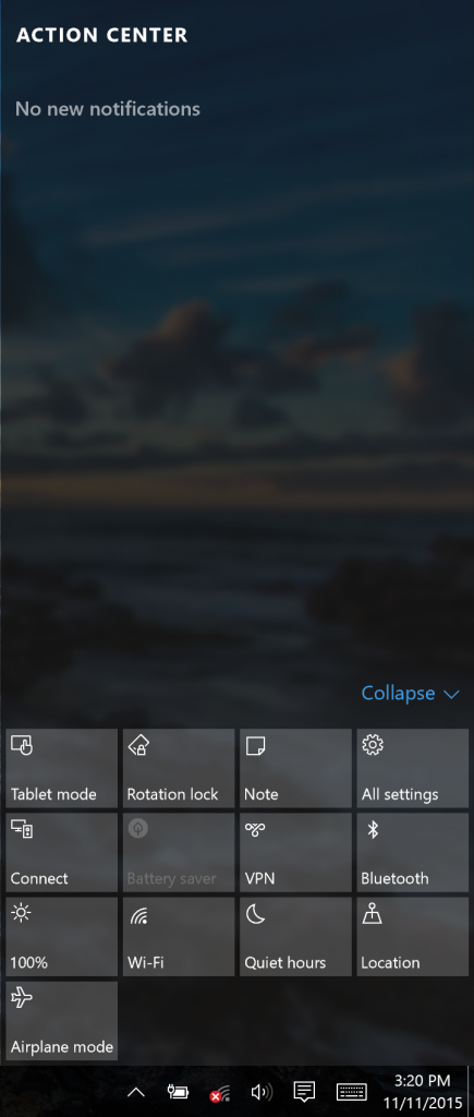 [Windows 10] how to open the “Action Center”