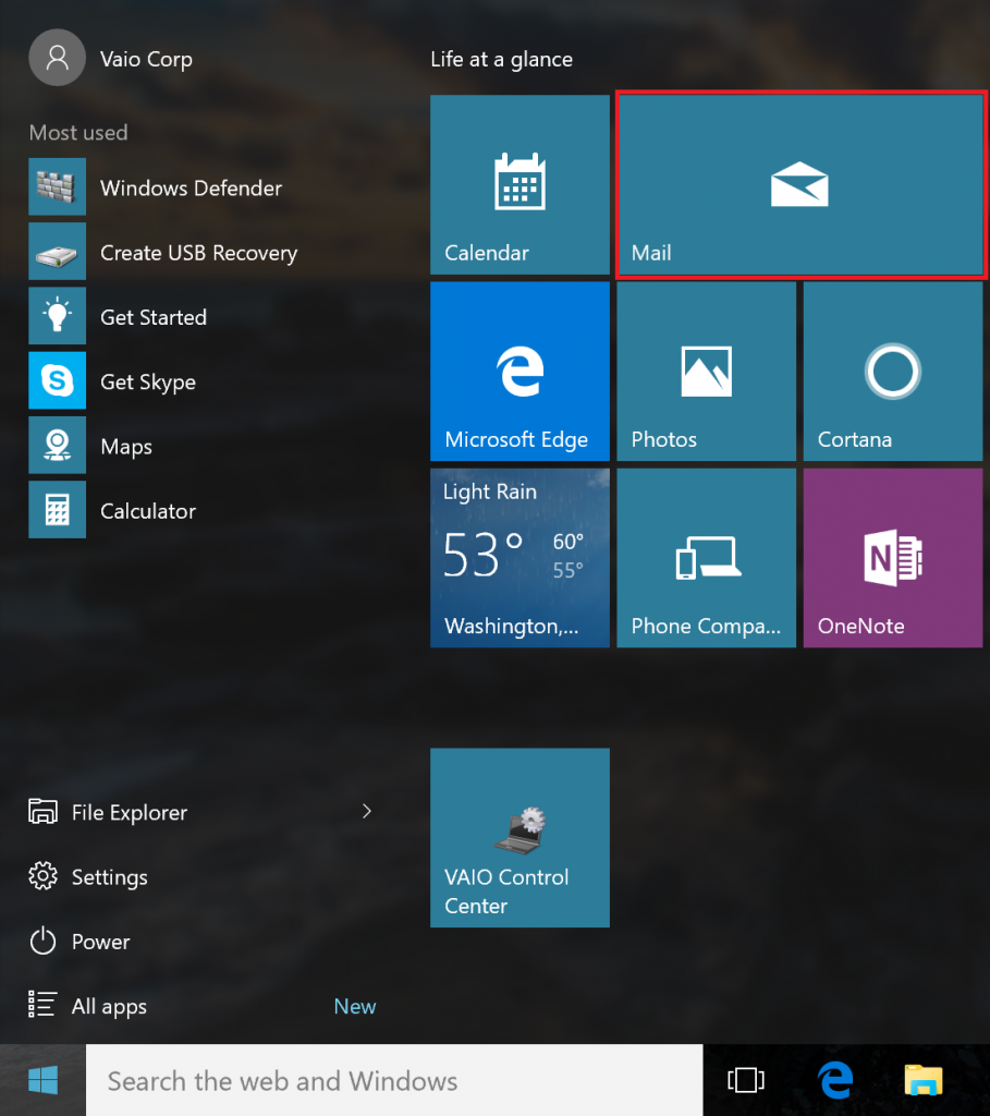 [Windows10] For “Mail” of the Windows Store app