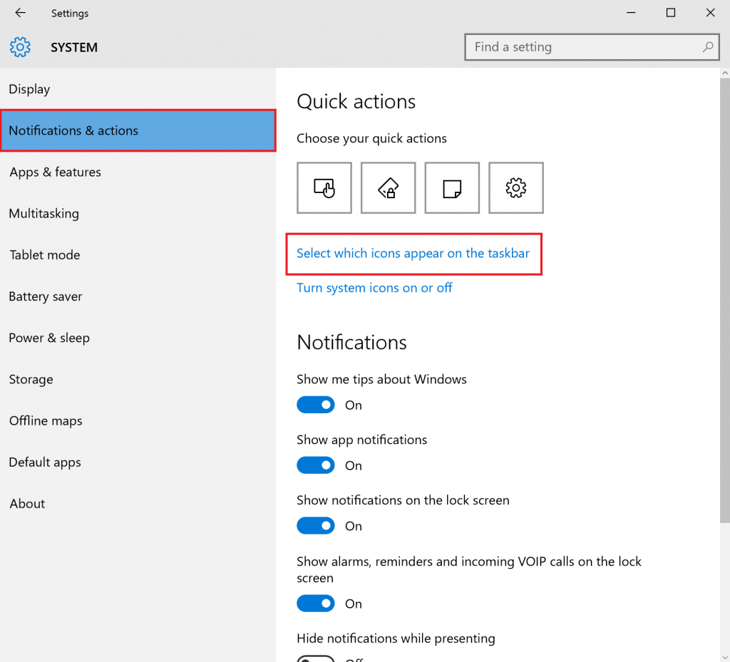 [Windows10] How to display / hide the icon in the notification area