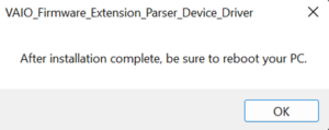 “VAIO Firmware Extension Parser Driver Ver.2.4.0.8230” Update Program
